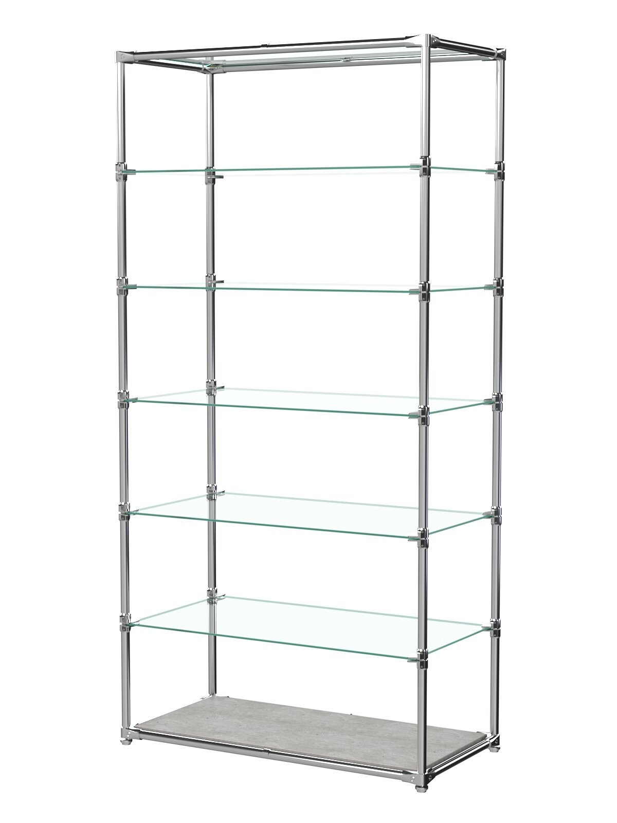 Пристенный торговый стеллаж лайт с глубокими прозрачными полками №4, Метрополитан Грей