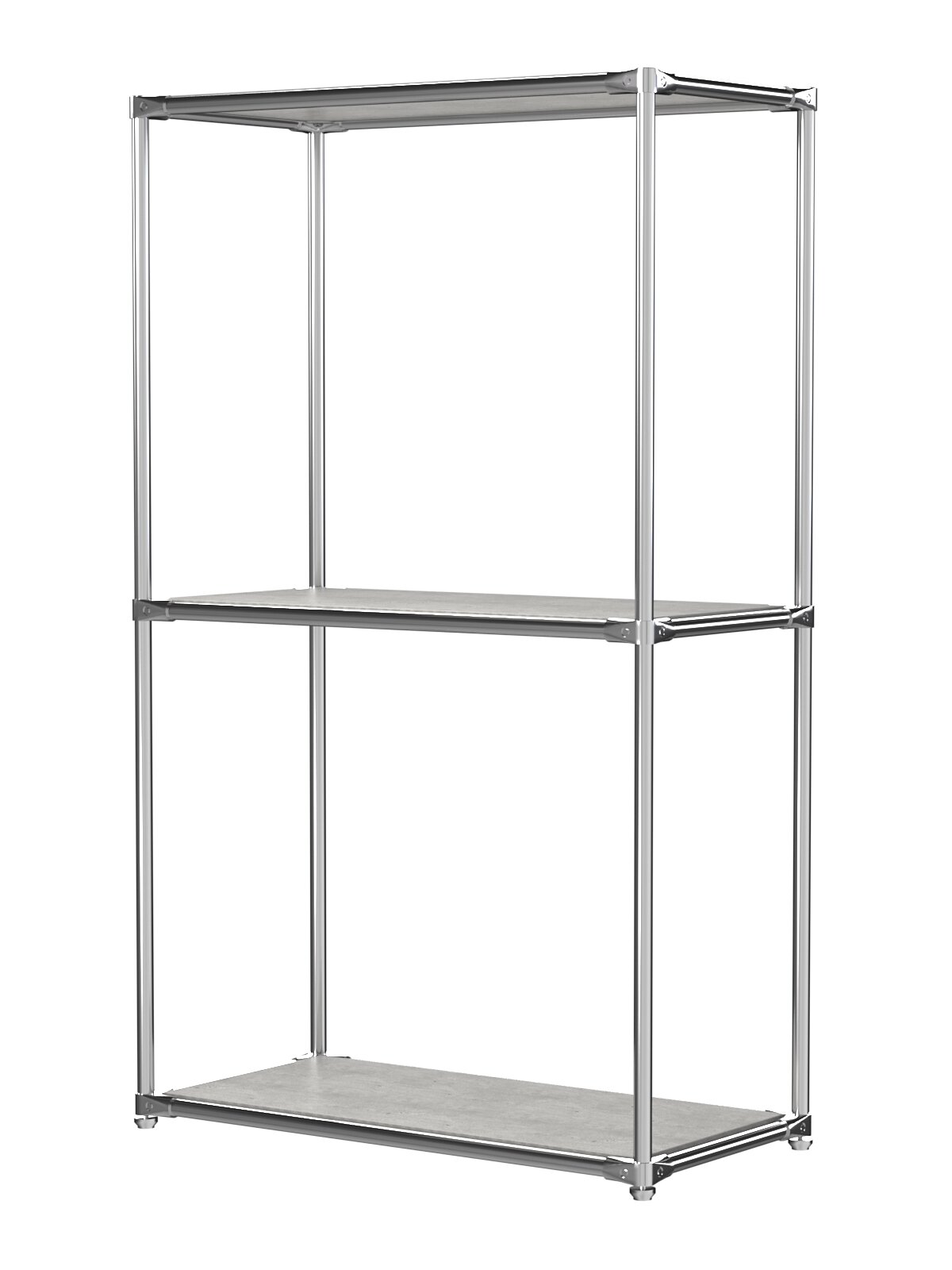 Хромированный стеллаж стиль №2а-3 с глухими полками, Метрополитан Грей