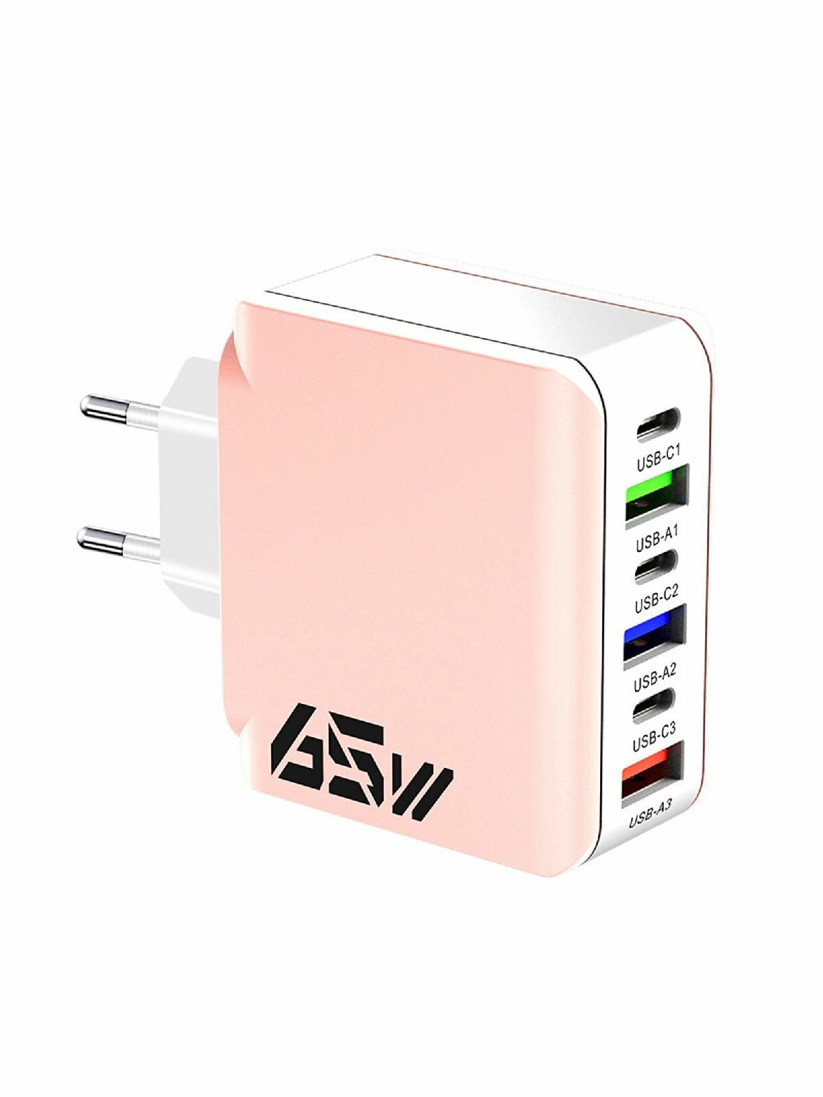 Сетевое зарядное устройство, Зарядное устройство для мобильного телефона 3PD + 3USB C-port с несколькими портами для зарядки-Европейский стандарт-розовый