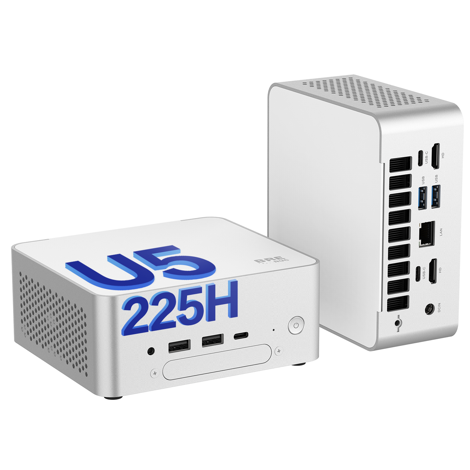 Мини ПК BRENUC BREC Intel Core Ultra 5 225H, Intel ARC Graphics, Нет памяти, нет жесткого диска), WIFI6E, BT5.3, белый