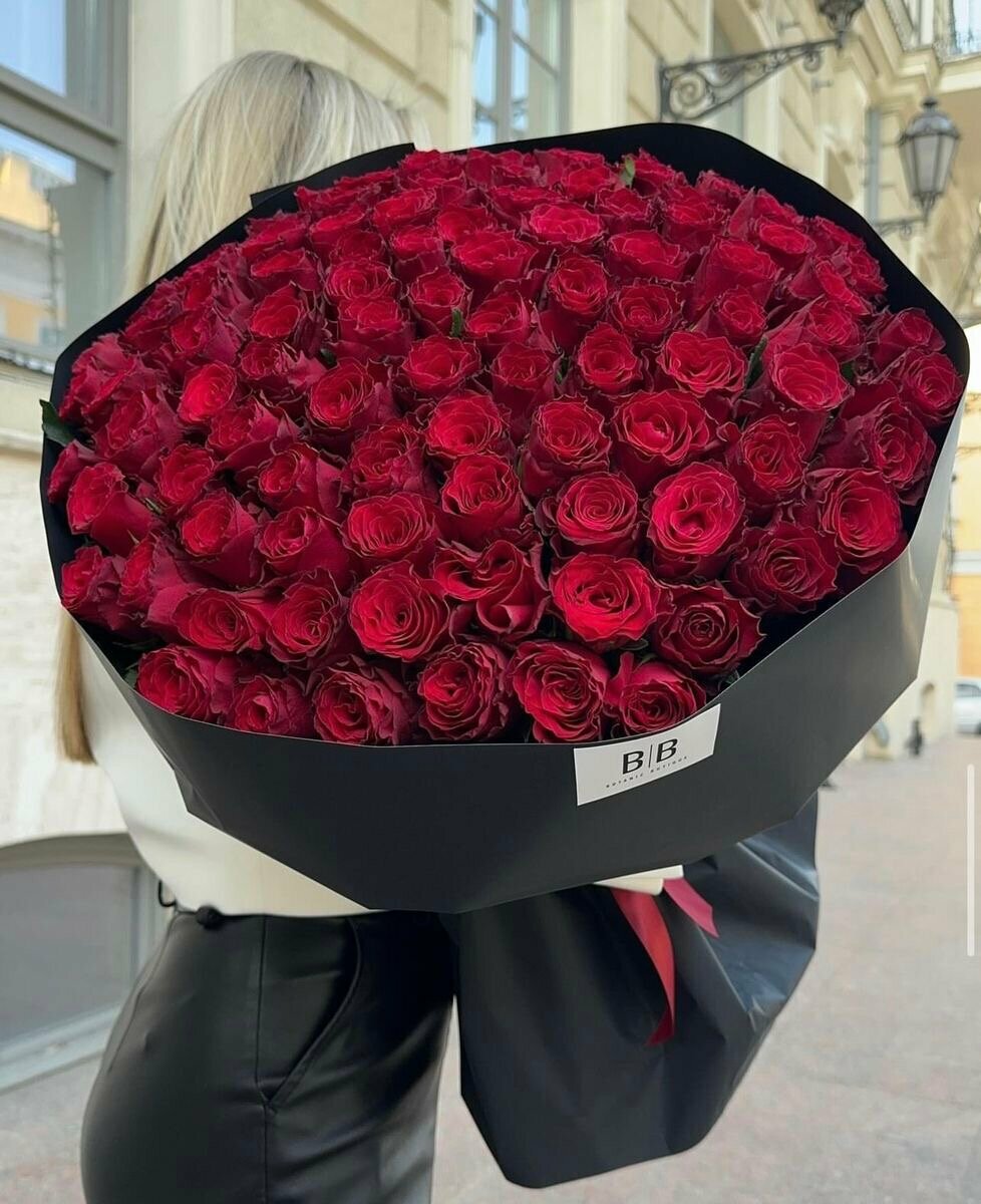 Букет из красных роз 101 шт, красивый букет на любой вкус и повод