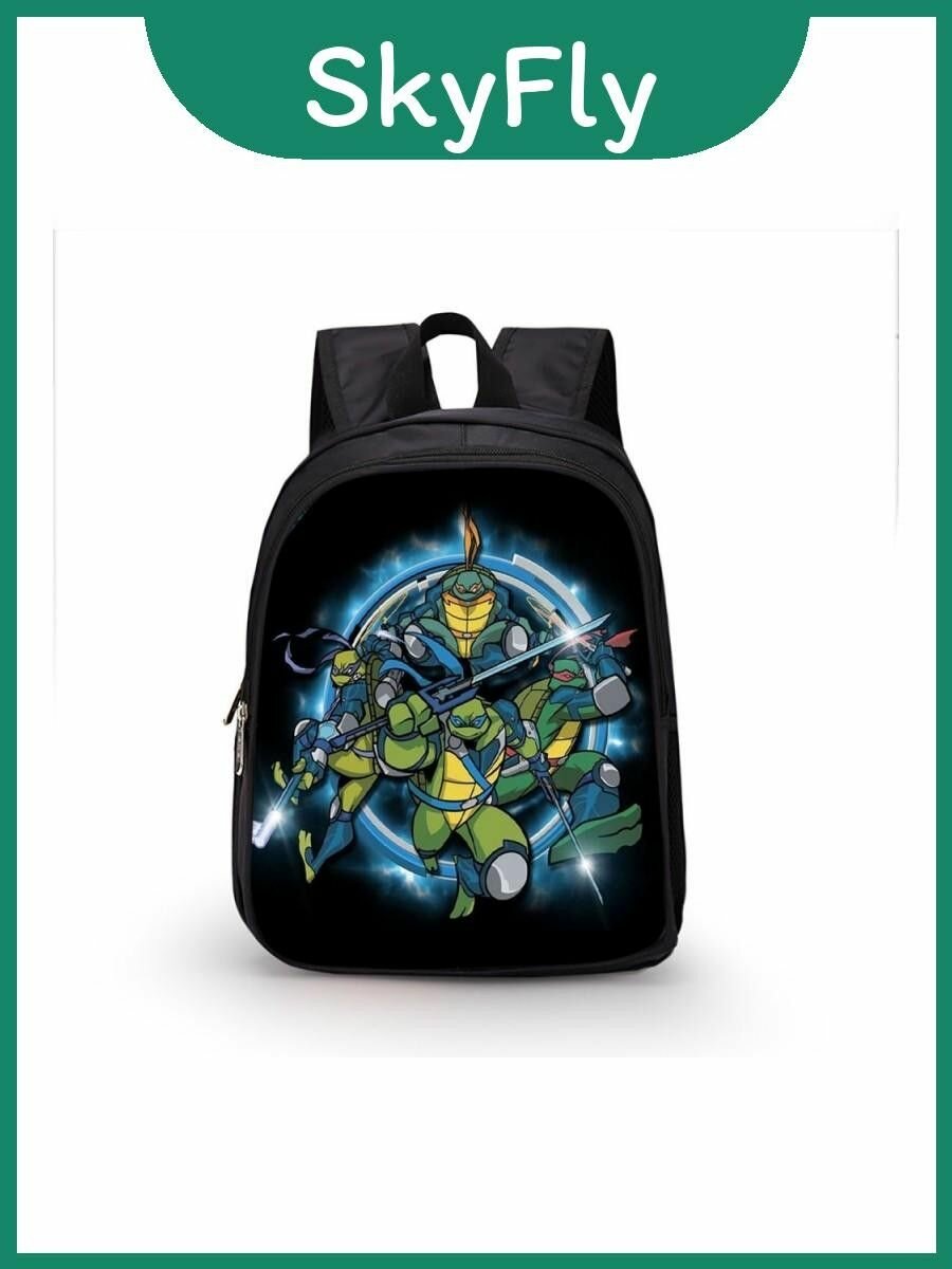 Веселый и функциональный рюкзак для школы TMNT с принтом мультфильма, водонепроницаемый и дышащий, синий - большой