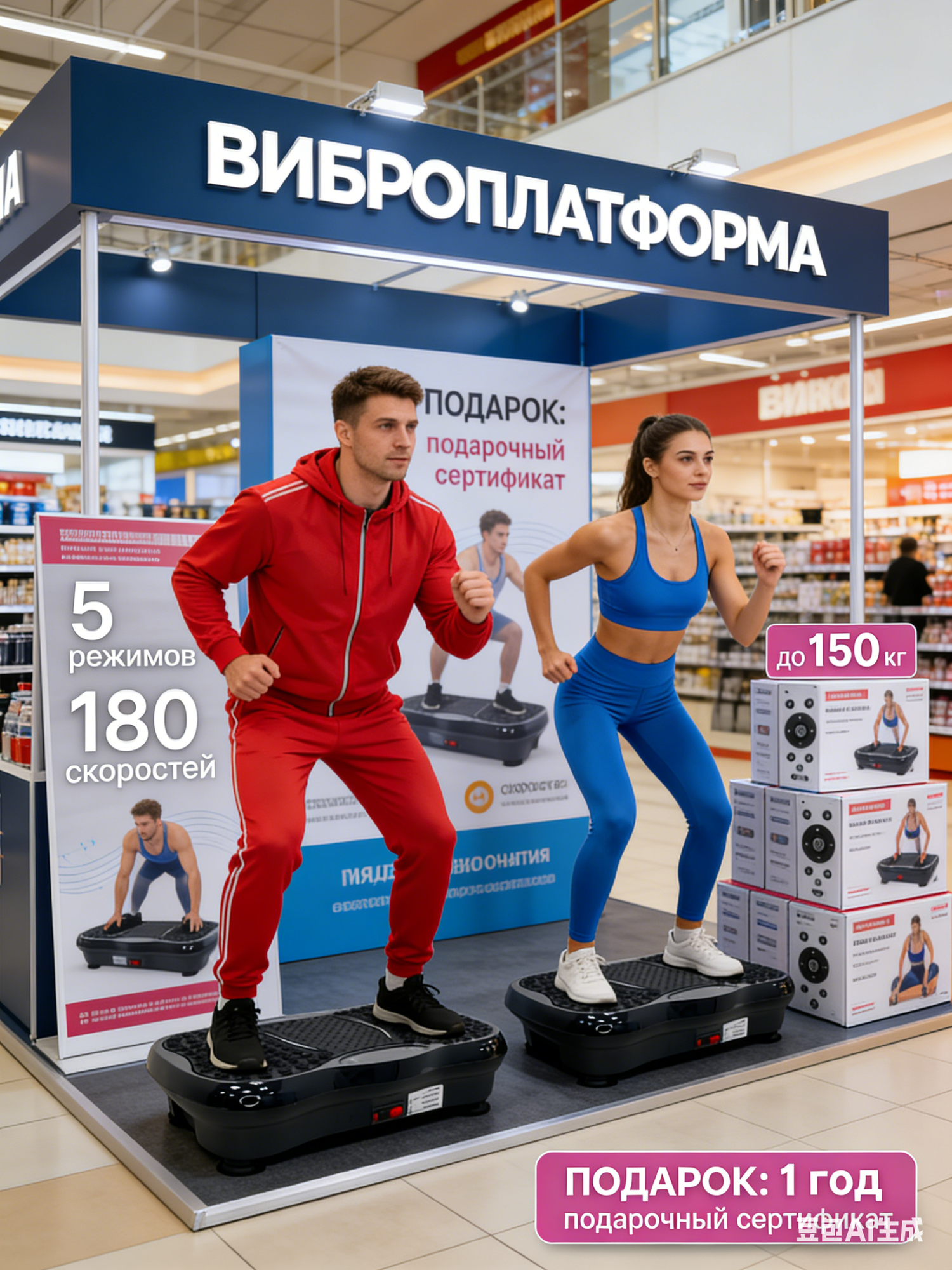 Виброплатформа-дрябломассажер, горизонтальная, до 150кг, 99 скоростей