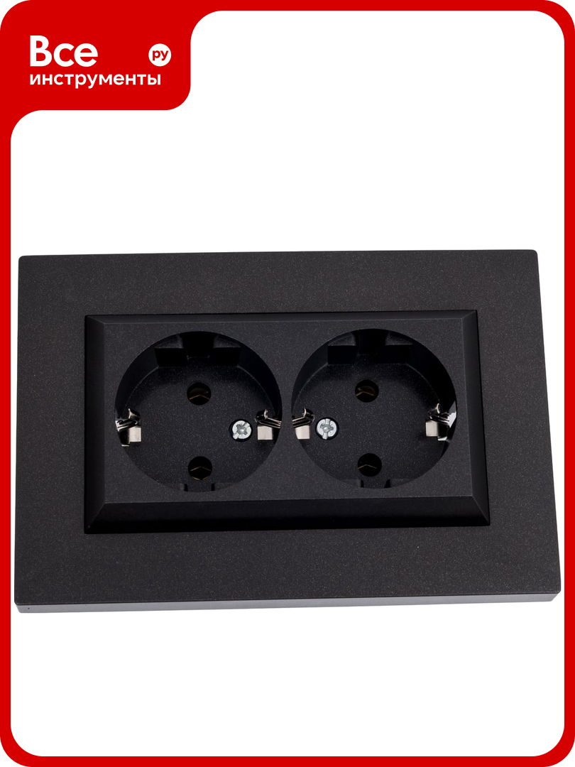 Розетка MAKEL 2-я с/з СП KAREA RIZZ 16А IP20 черн. 88054082 надежной конструкции