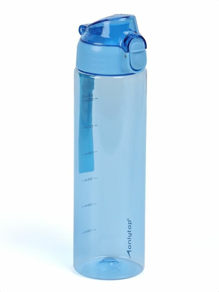 Бутылка для воды ONLYTOP 700 мл, синяя, пластик, с мерной шкалой