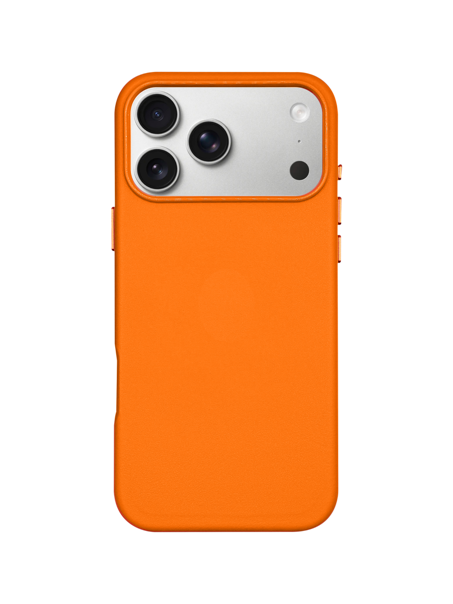 Кожаный чехол Магсейф для iPhone 17 Pro Max Orange / Leather Case Магсейф для Айфон 17 Про Макс / Оранжевый