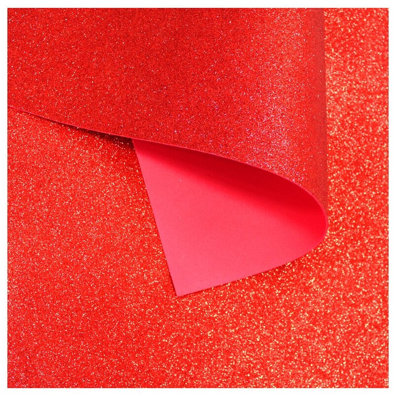 Фоамиран с блёстками 40х60 1.8мм 10 листов Красный