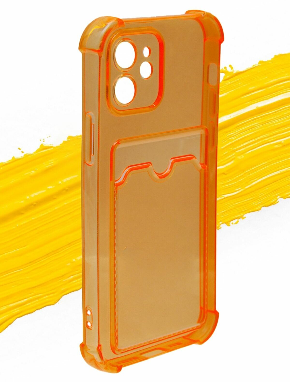 Чехол для карты на Apple iPhone 11 / чехол на айфон 11 прозрачный оранжевый