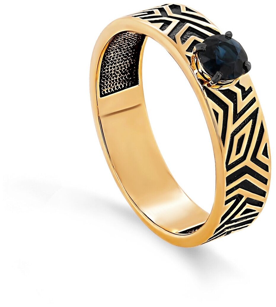 Кольцо, желтое золото, 585 проба, сапфир