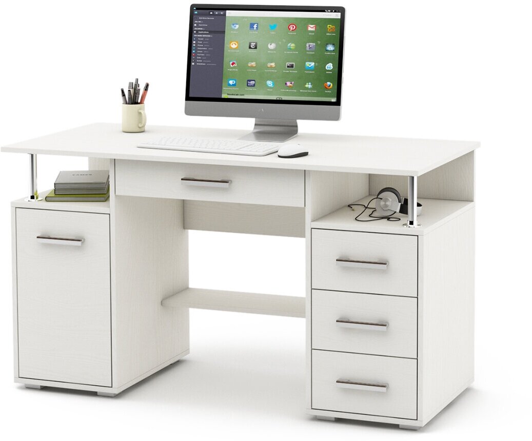 Стол компьютерный, письменный Амбер (Реал) 6Я, с ящиками, ЛДСП, 130х60х75 см