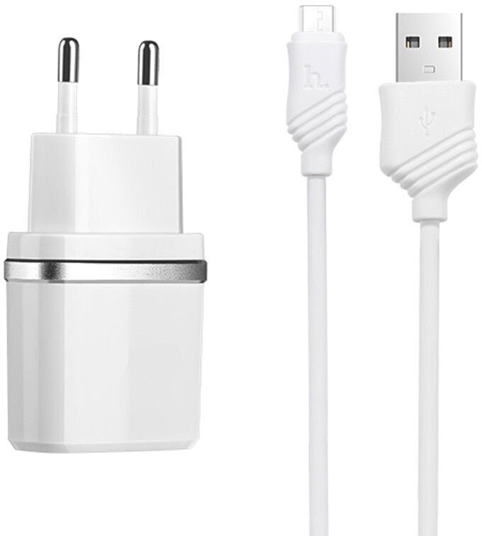 Зарядное устройство + кабель Micro USB, C11 Single Smart USB Charger, белое