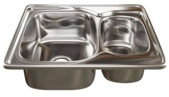 Кухонная мойка Mixline 50х63 (0,8) 2-х чаш вып 3 1/2, 18см с сифоном