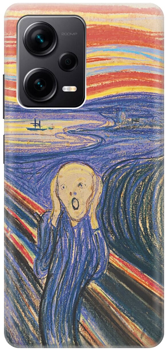 Силиконовый чехол на Xiaomi Redmi Note 12 Pro, Note 12 Pro+, Note 12 Explorer Edition с принтом "Крик"