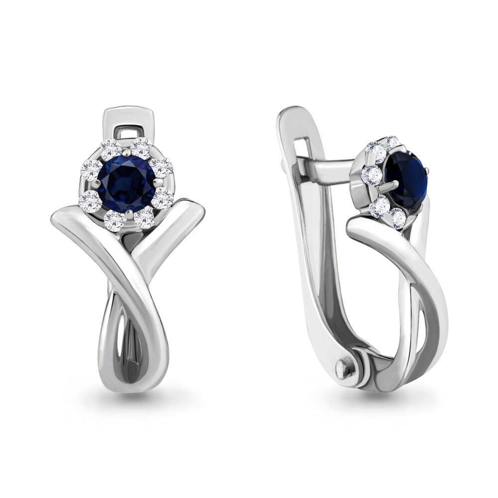 Серьги, серебро, 925 проба, сапфир
