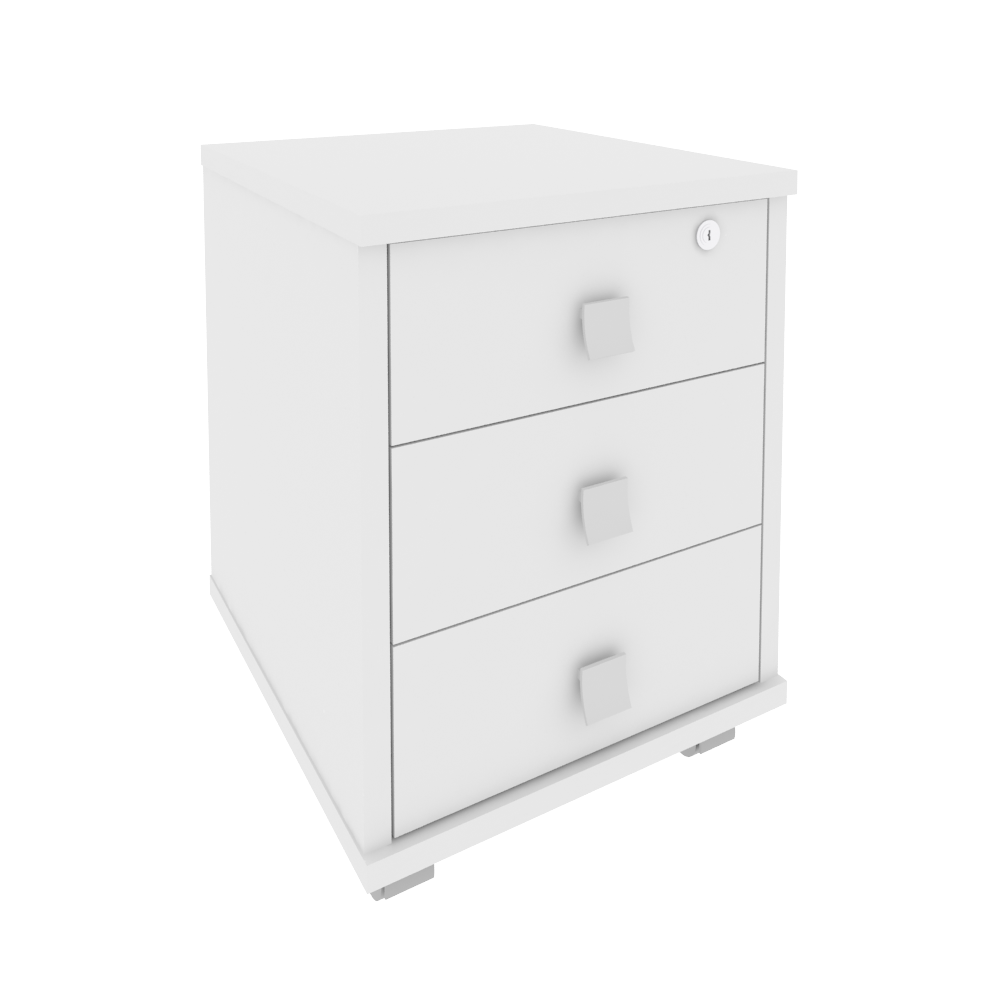 Тумба мобильная под стол (3 ящика, с замком) Стайл/Style Riva Л. ТМ-3 Белый 420*450*563