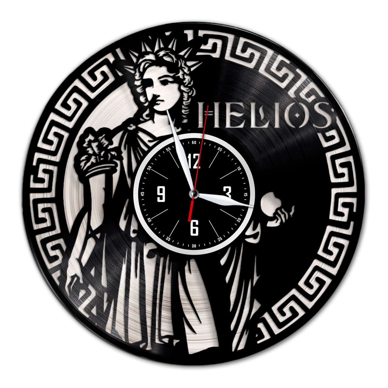 Гелиос - настенные часы из виниловой пластинки (с серебряной подложкой)