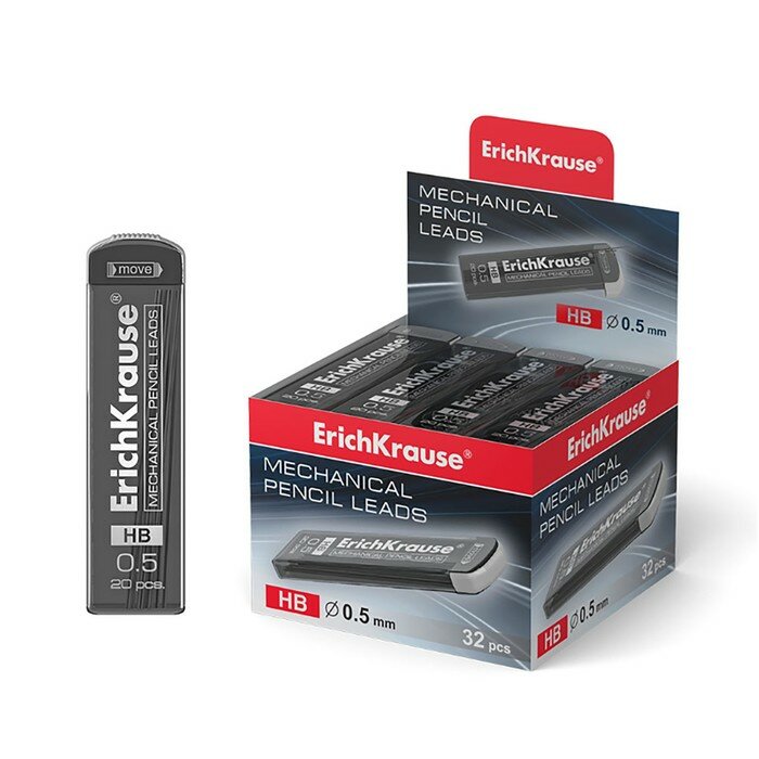 Грифель запасной Erich Krause "Megapolis", HB, 0,5 мм, 20 штук (20345)