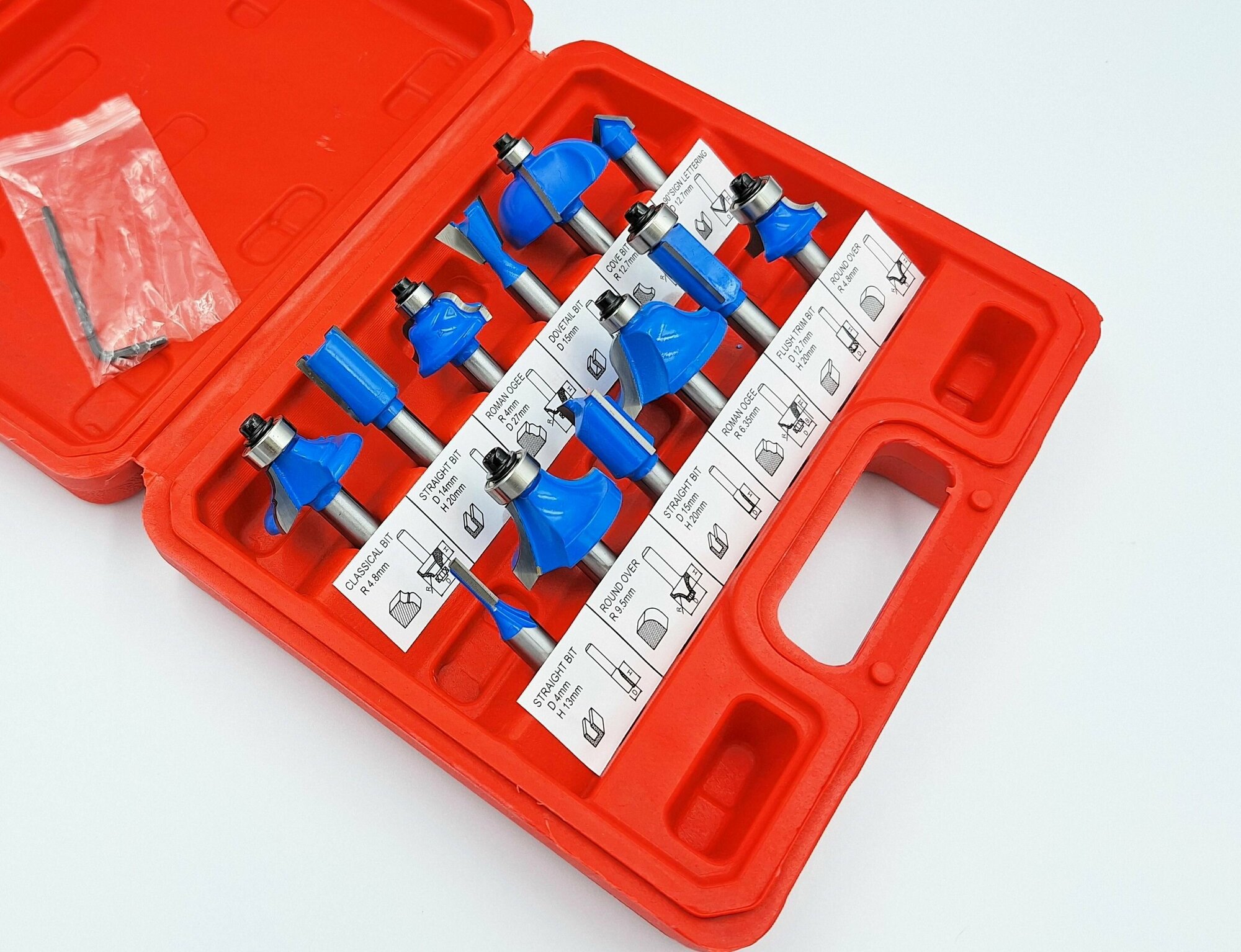 Набор фрез по дереву SKOLE, хвостовик 8мм (12T предметов)