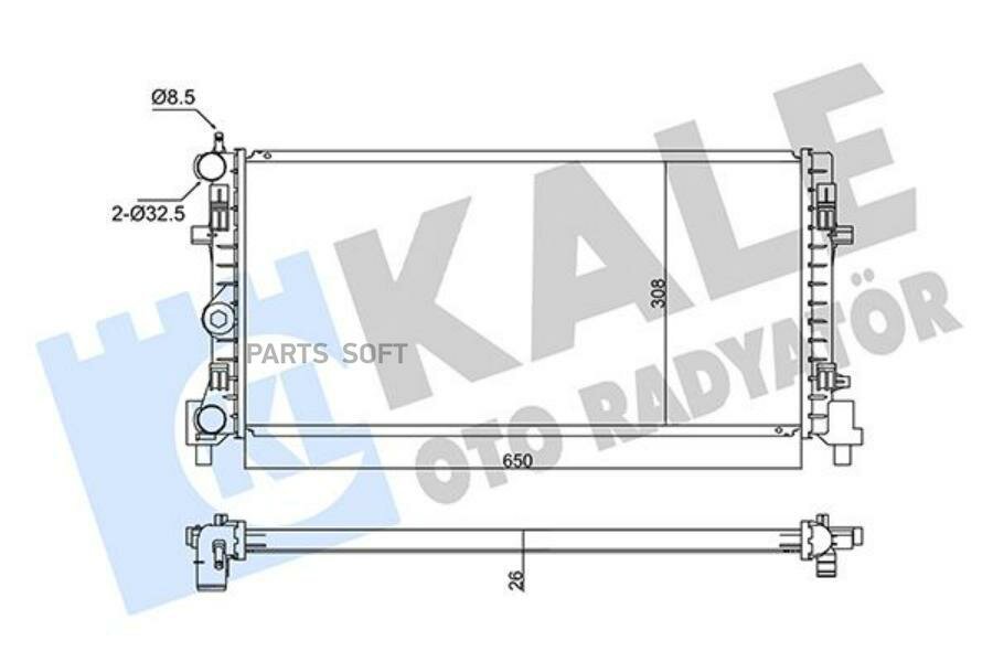 KALE 345835 Радиатор охлаждения для а/м VW Polo Sedan (10-)/(20-)/Skoda Rapid (12-)/(20-) паяный ()