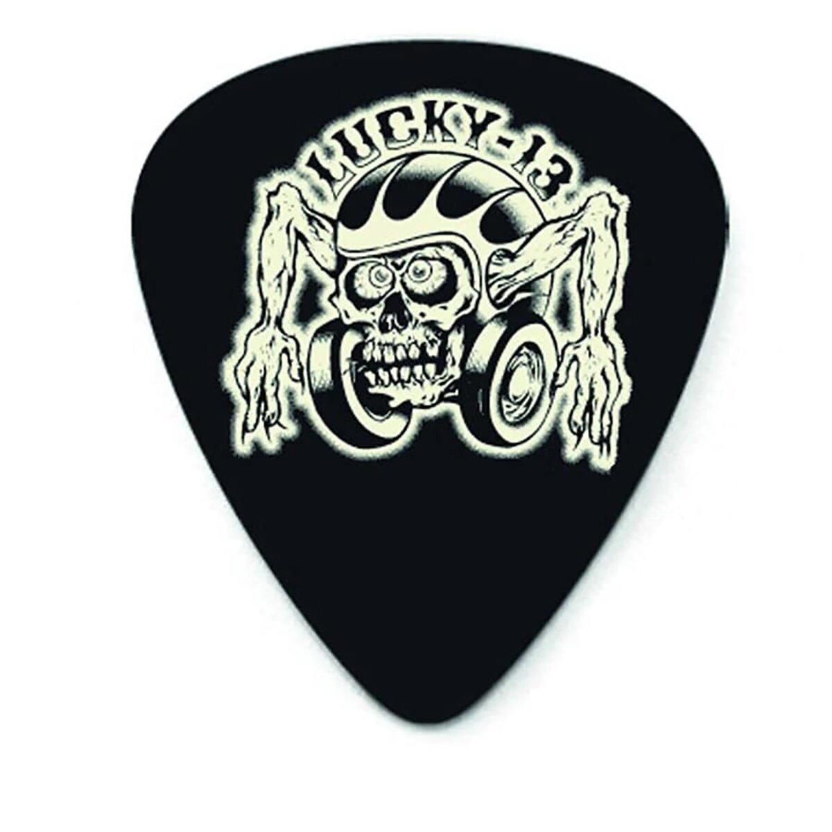 Медиатор Dunlop Lucky 13 Helmet Skull L16R.60, черный, 0.6 мм, 1 шт.