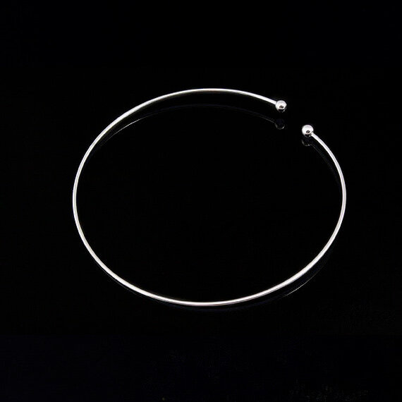 Основа для браслета, 58мм, Корея, кафф с шариками, базовый материал - сталь, родий, 1 шт.