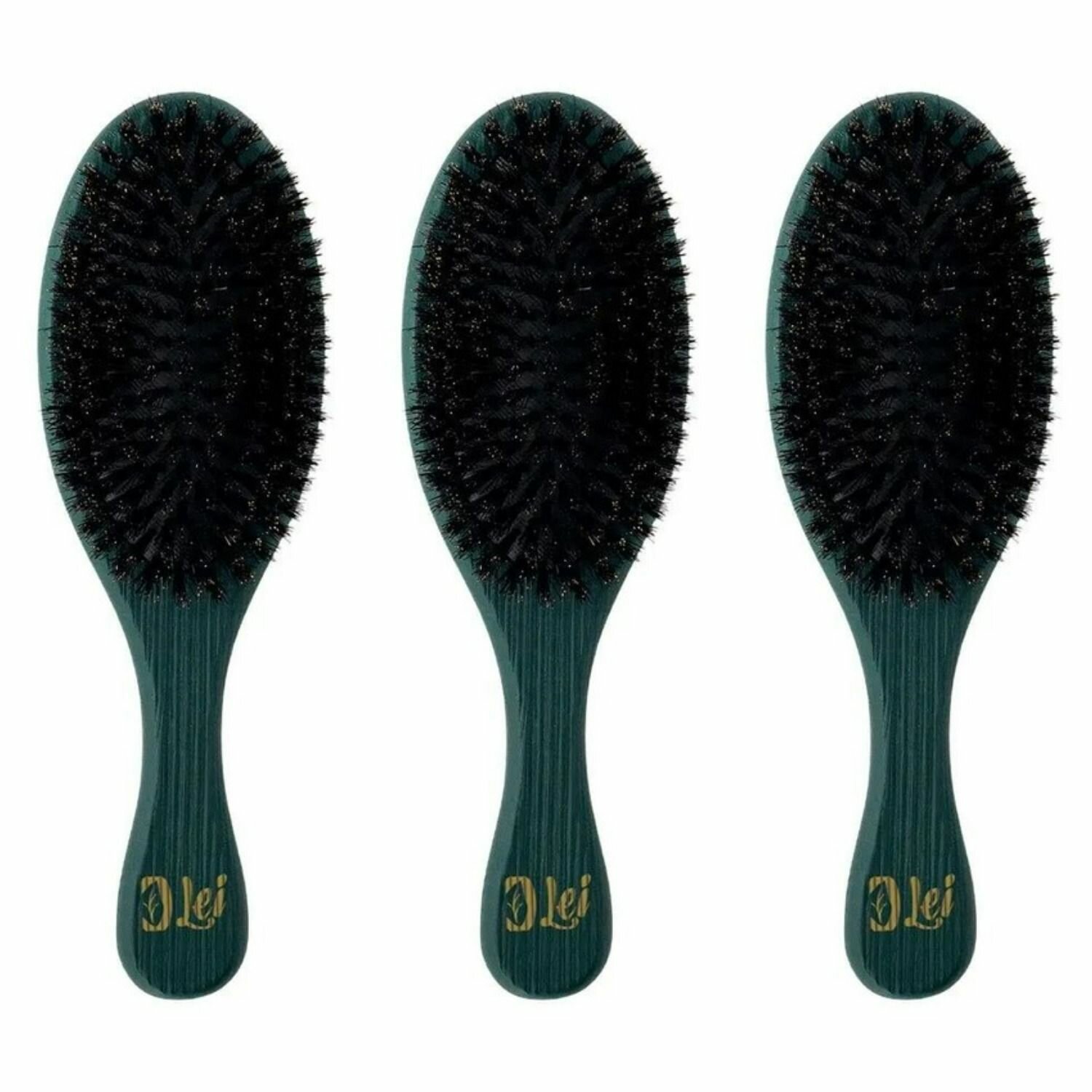 LEI Расческа массажная серия green, дерево, натуральная щетина, 3 шт