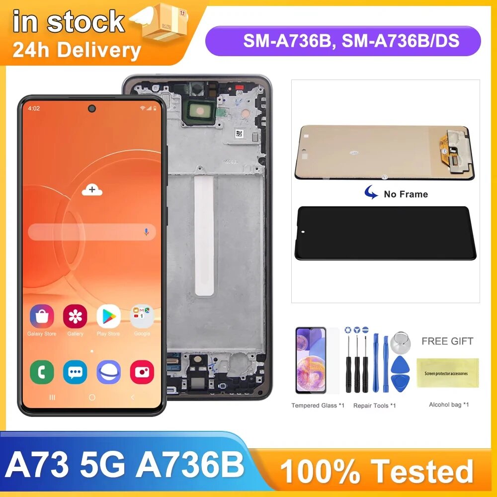 Замена экрана TFT A73 5G для Samsung Galaxy A73 5G A736 A736B A736B/DS ЖК-дисплей TFT Green Frame