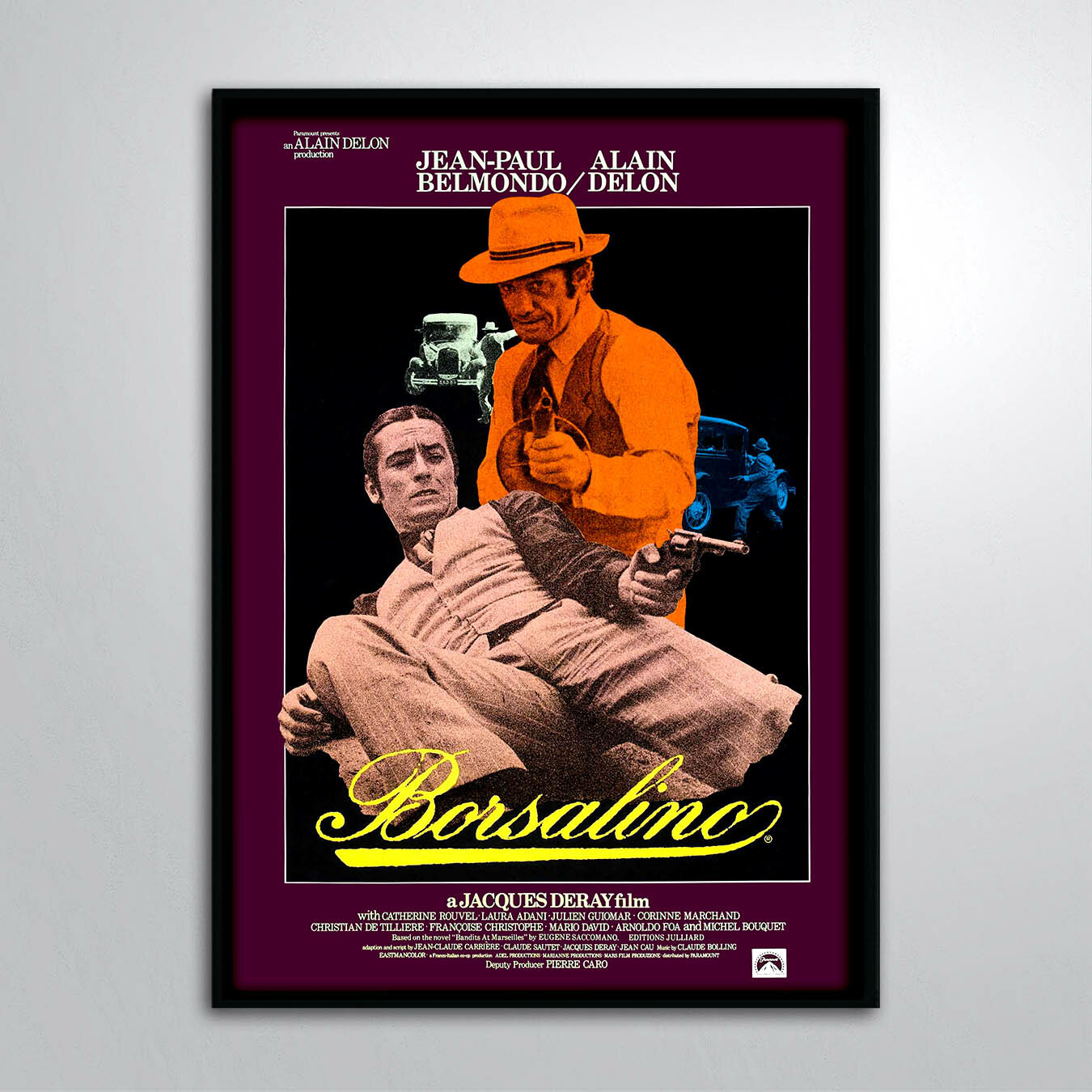 Постер без рамы/Винтажный плакат/Борсалино Жан-Поль Бельмондо Ален Делон Коллаж Borsalino
