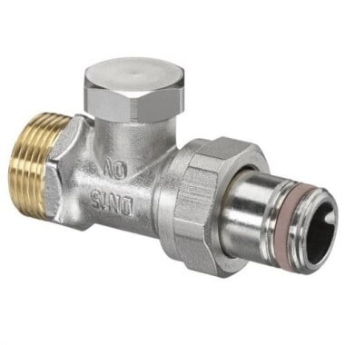 Вентиль Oventrop Combi 2, DN-15, 3/4", 1/2", Н ЕК-Н, проходной, никелированный, НГ со штуцером