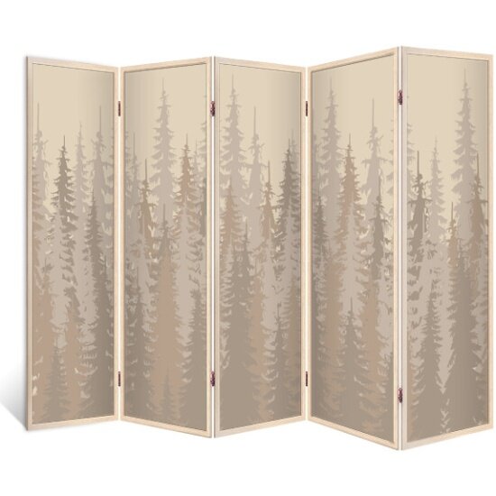 Ширма перегородка Декор Депо для комнаты деревянная "Иглы" двухсторонняя с картинкой (абстр) 5 створок кремовый дуб 176х230 см 18 кг