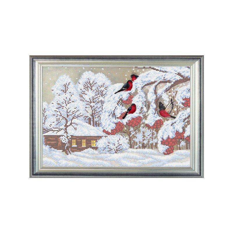 Набор для вышивания Larkes #Н3363 Снегири, Вышивка бисером, 38 х 26 см