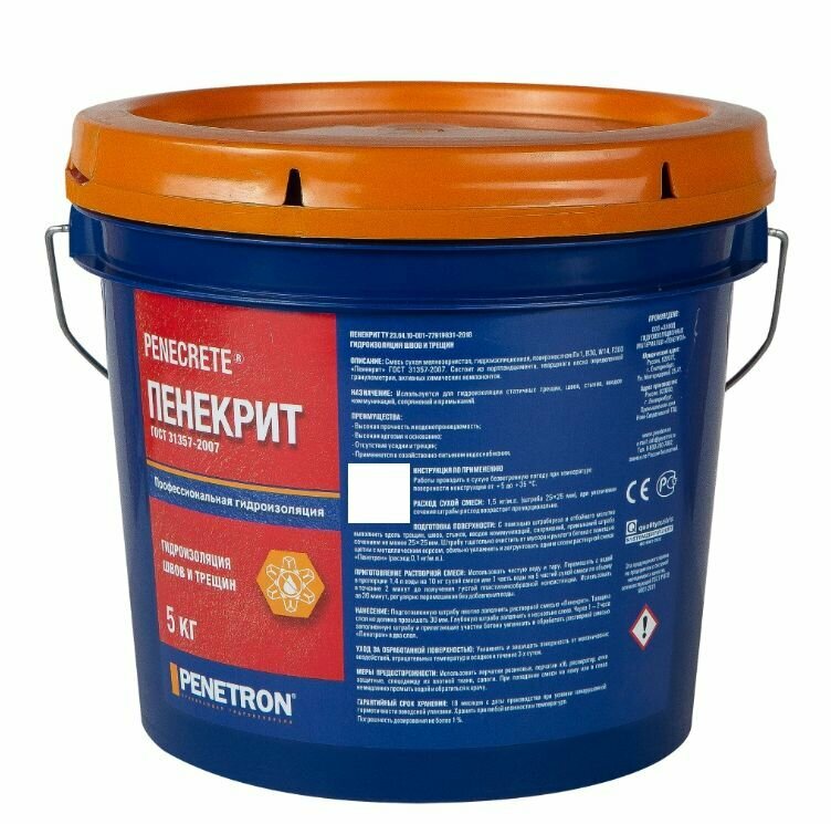 Гидроизоляция швов Пенекрит 5 кг PENETRON