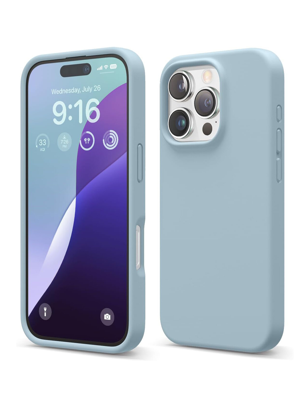 Elago для iPhone 16 Pro чехол Soft silicone (Liquid) Sky Blue