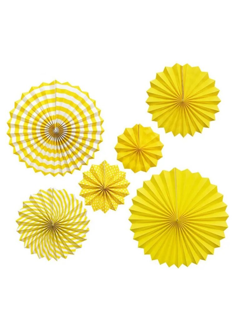 Набор для праздника вееров (фантов) "Желтые" 6шт
