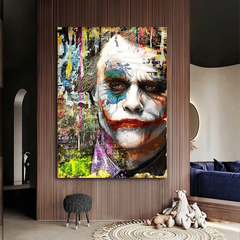 Картина "Хит Леджер Джокер" от ВсеКартины. тут, 20x30см, подрамник, крепление "крокодил", поп-арт