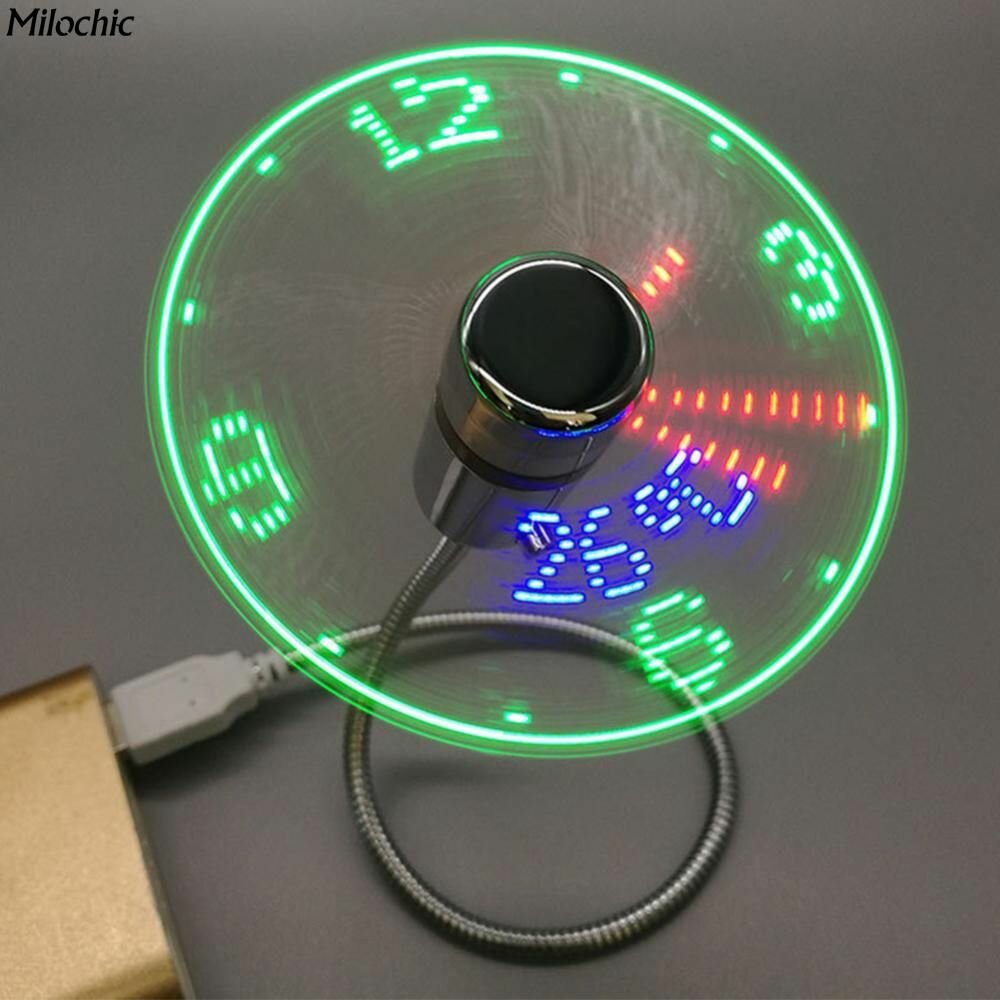 Встроенный USB-вентилятор для часов, отображение температуры, мигающий светодиод, 400x88x25 мм