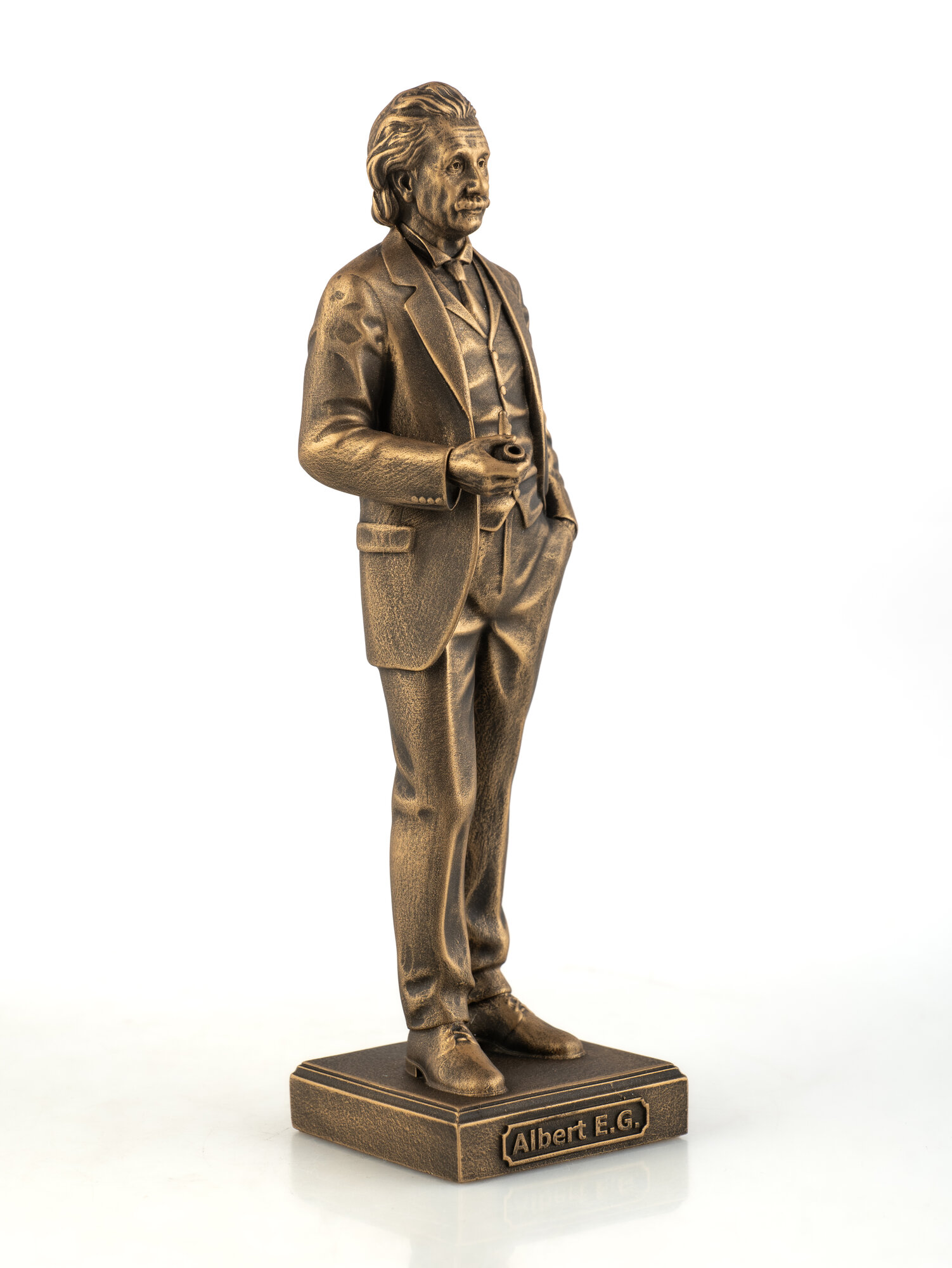 Статуэтка Эйнштейн А, высота 24 см, литьевой мрамор, цвет патина бронза — фото 1