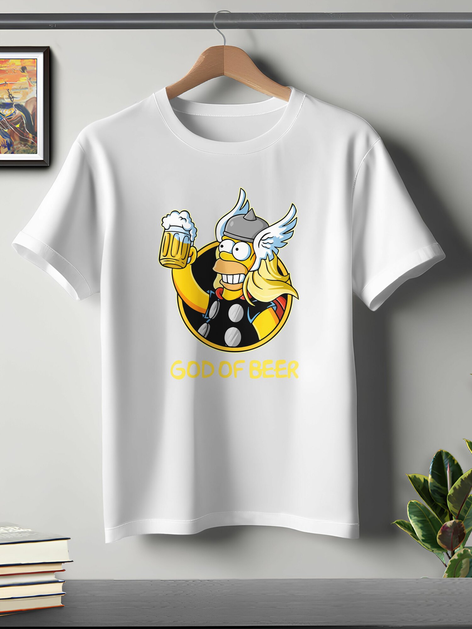 Футболка  Детская ONEQ 152 (12-13) размер с принтом God of beer, белая