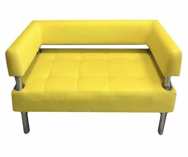 Диван прямой для дома и офиса Сантьяго с боковинами 80x58х80 желтая экокожа