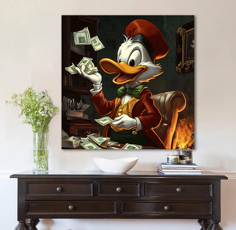 Scrooge McDuck / Скрудж Макдак , картина деньги, мотивация постер, из коллекции "Офисные картины", 60х60 см.