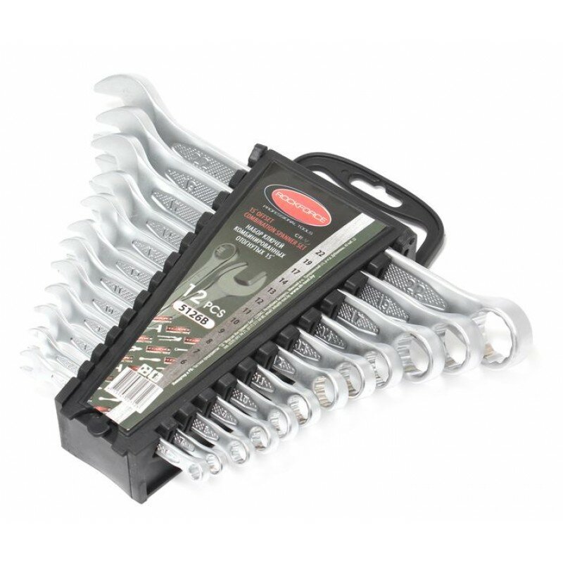 Набор ключей комбинированных 12 предметов на пластиковом держателе ROCKFORCE