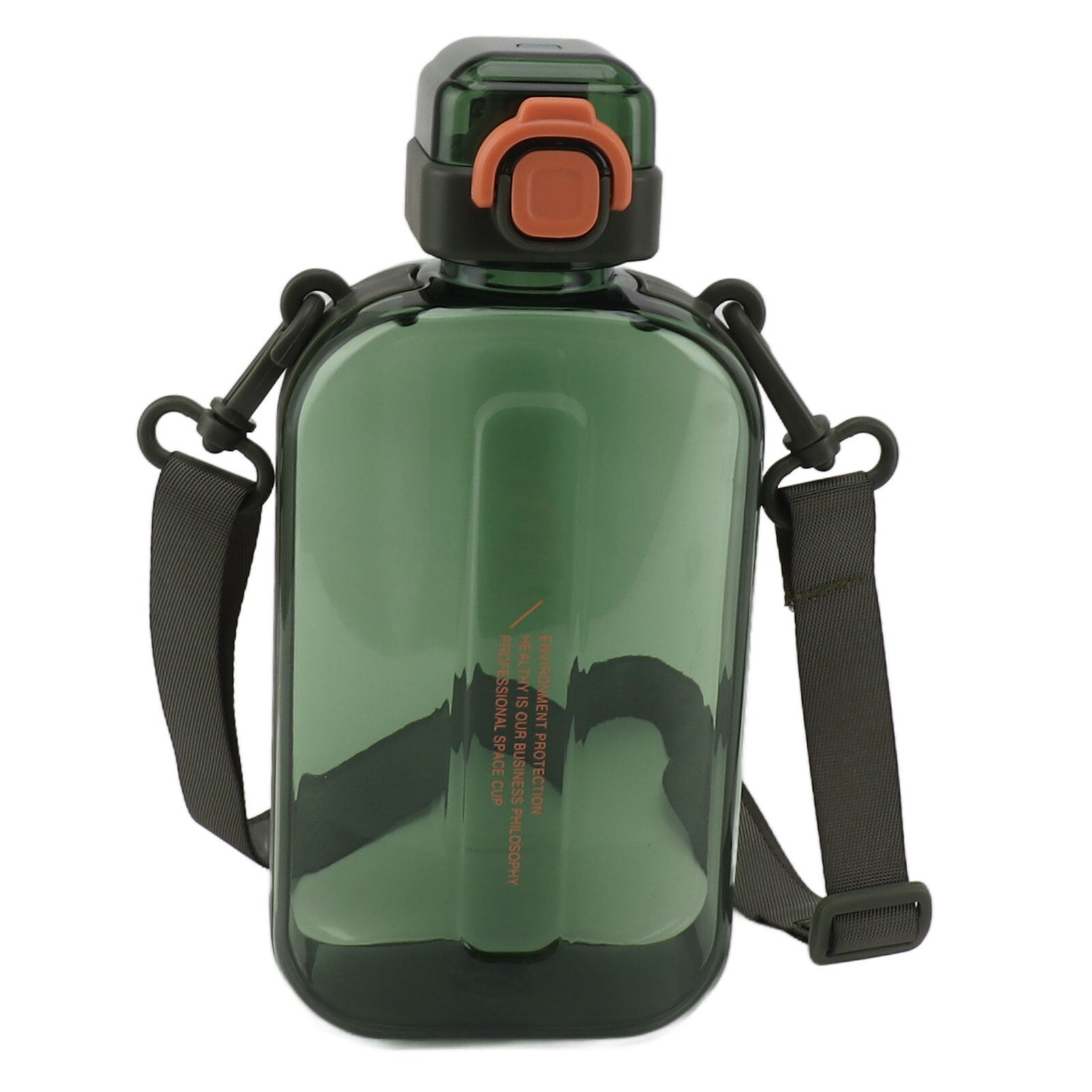 Плоская бутылка для воды 750 мл тонкая из ПК силиконовая герметичная с ремешком для питья на свежем воздухе зеленая