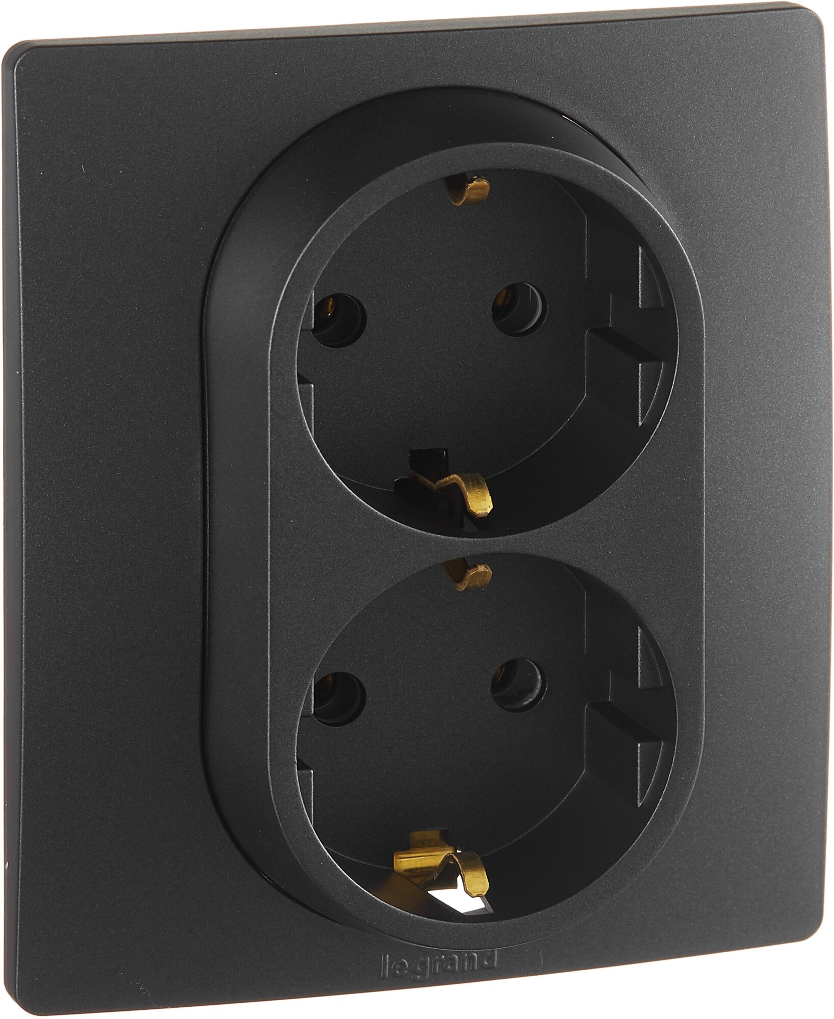 Розетка Legrand Etika 672623, евровилка, 16A, антрацитовая, двойная, с заземлением