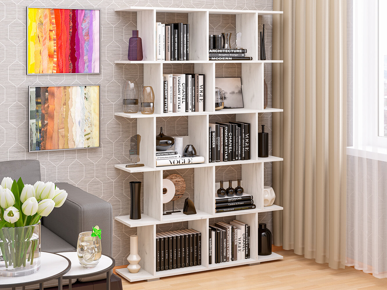 Стеллаж МК"Пирамида" Астра-13, 12 полок, цвет крафт светлый, 182х120х28 см