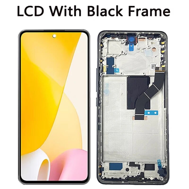 Дисплей Super AMOLED для Xiaomi Mi 12 Lite, сенсорный экран в сборе, для Xiaomi 12 Black with frame