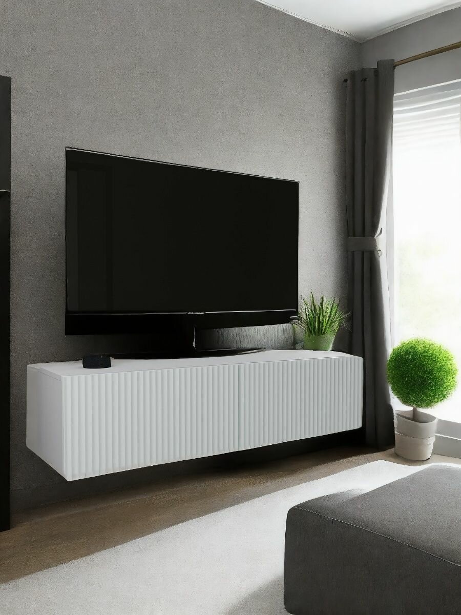 Тумба под телевизор подвесная 5 Аквилон Серый/Селенит