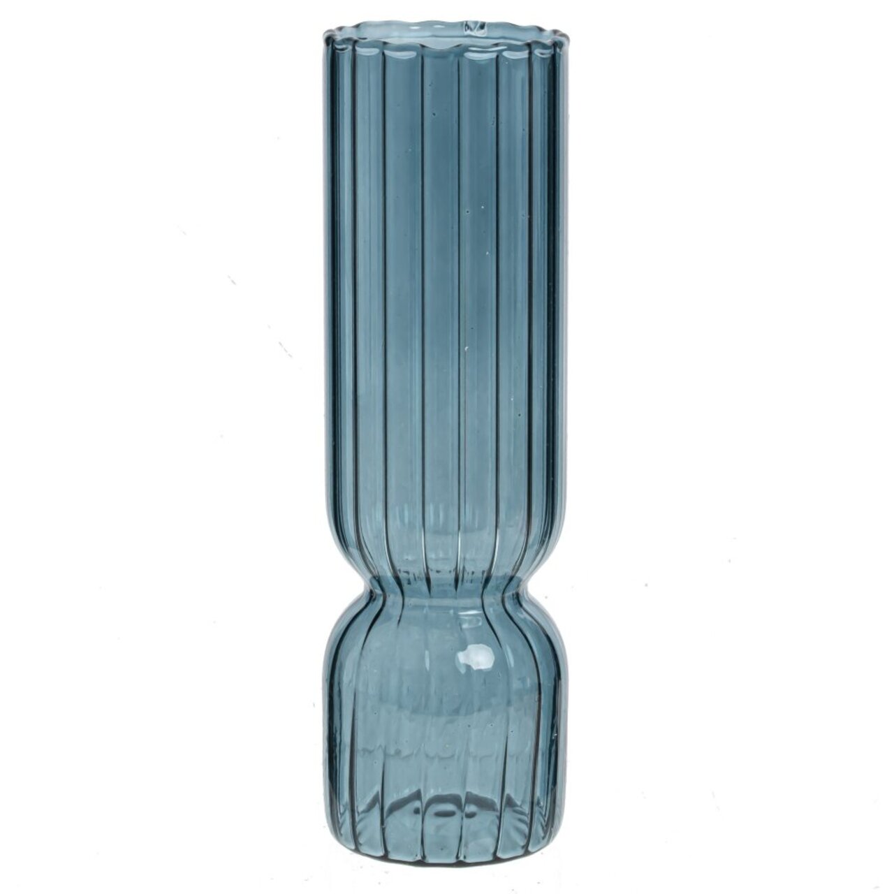 Ваза голубого цвета из стекла нестандартной формы 5x5x17 см - декоративный элемент