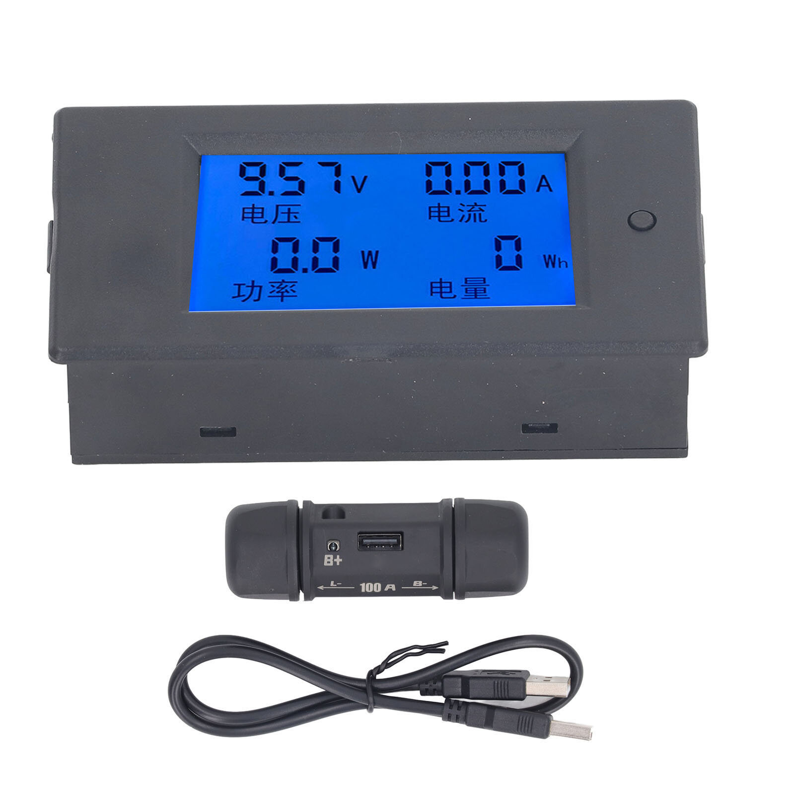 Измеритель Заряда Батареи Цифровой Вольтметр Постоянного Тока Амперметр Измеритель Мощности для Аккумулятора 6,5 100В С Разветвителем 100А с Кабелем Передачи Данных длиной 0,5 м