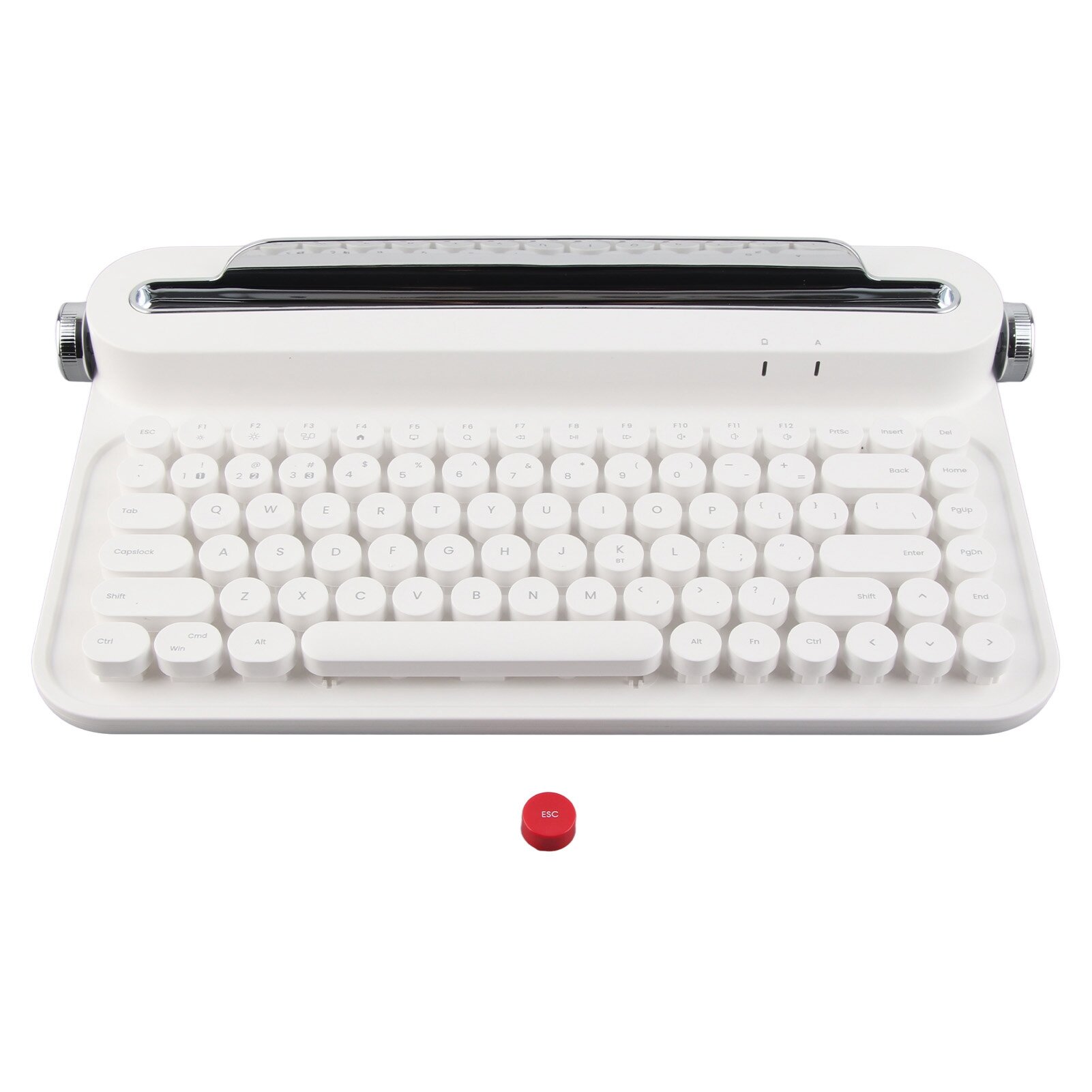 Vintage Bluetooth -клавиатура 86 клавиш переносной беспроводной клавиатуры со встроенной подставкой для Windows для Android для iOS White