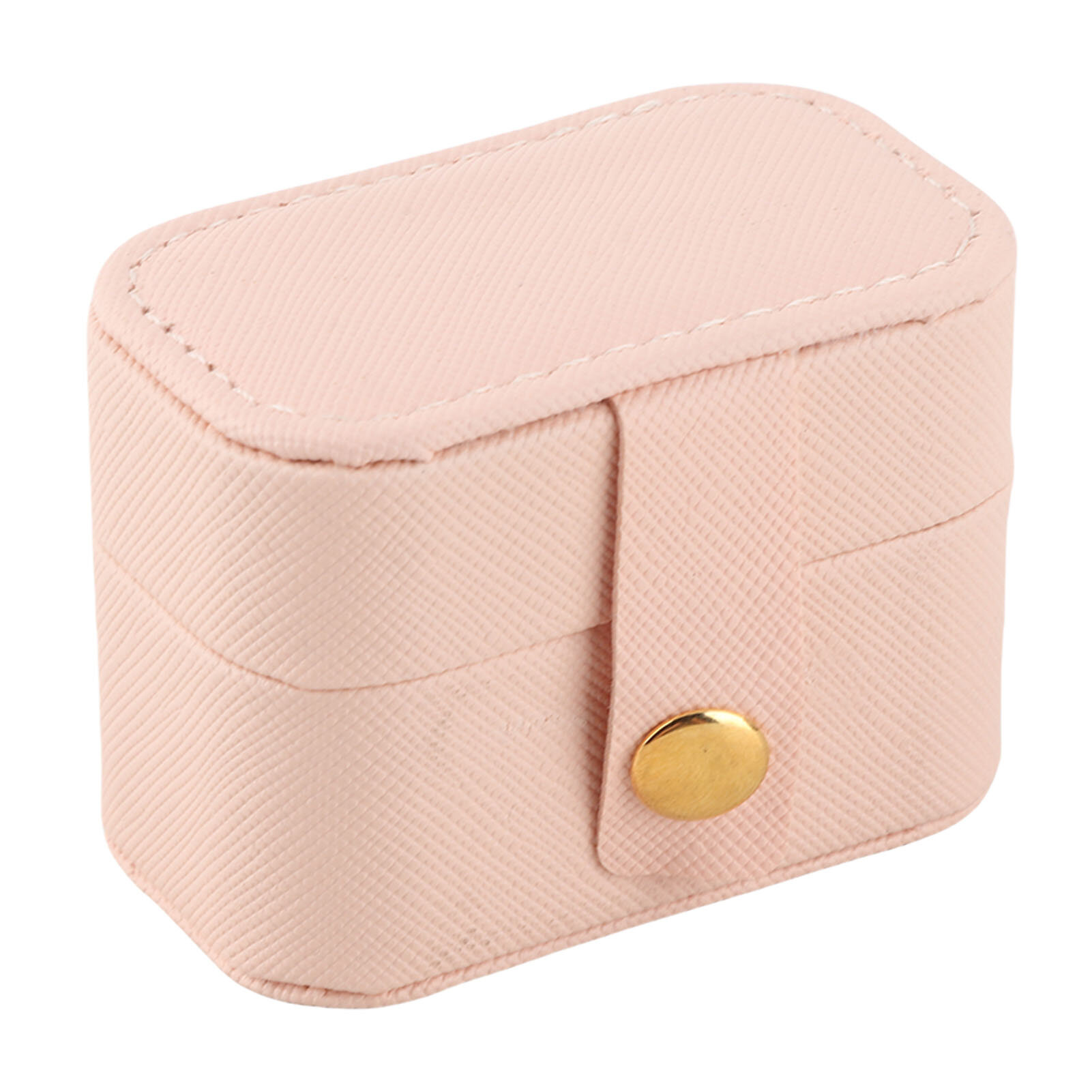 Мини-коробка для хранения колец из искусственной кожи, маленькая шкатулка для драгоценностей, органайзер, маленький дорожный футляр для сережек, розовый